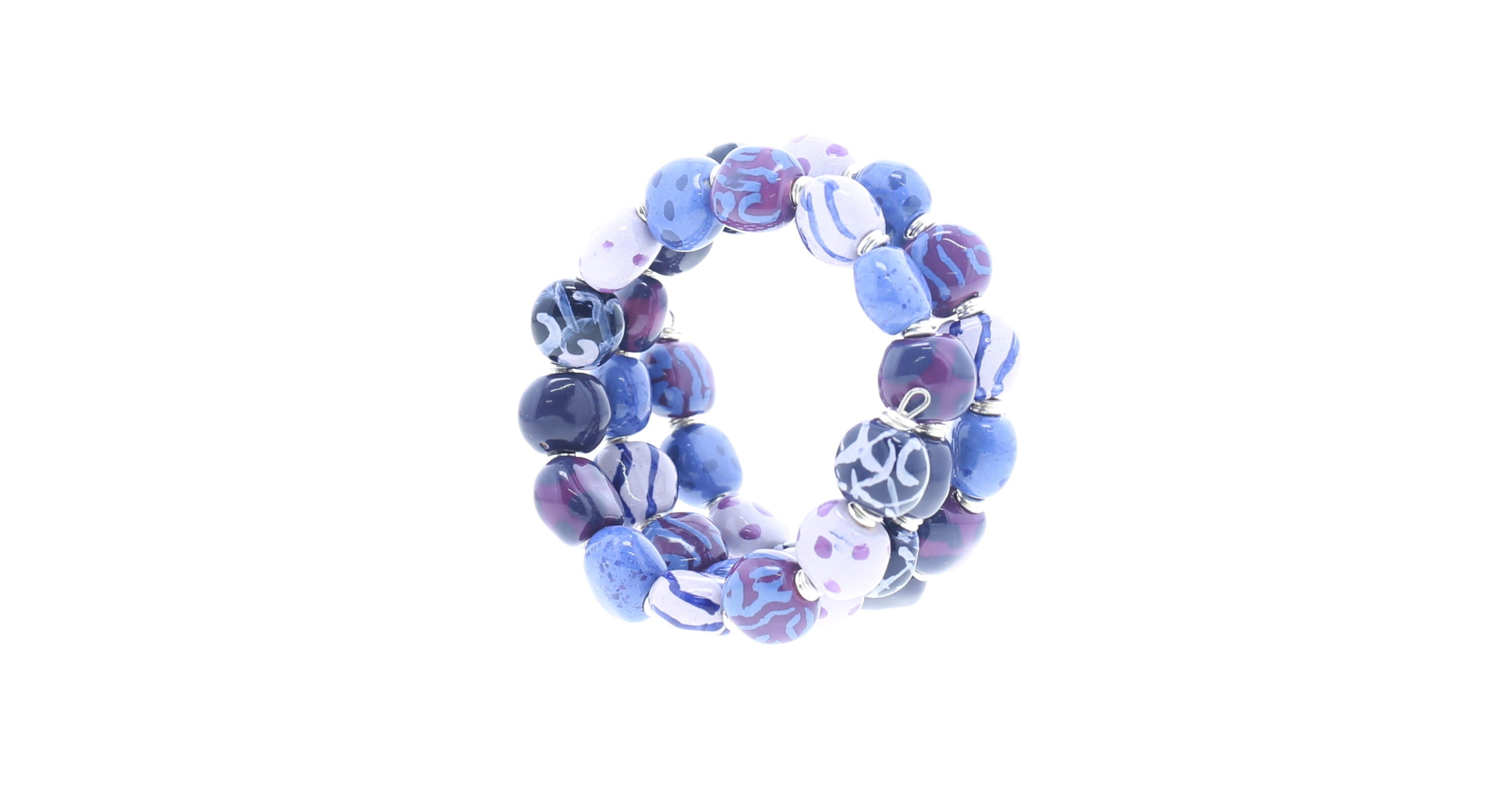 Unique bracelet handmade using fairtrade hand painted ceramic beads ...